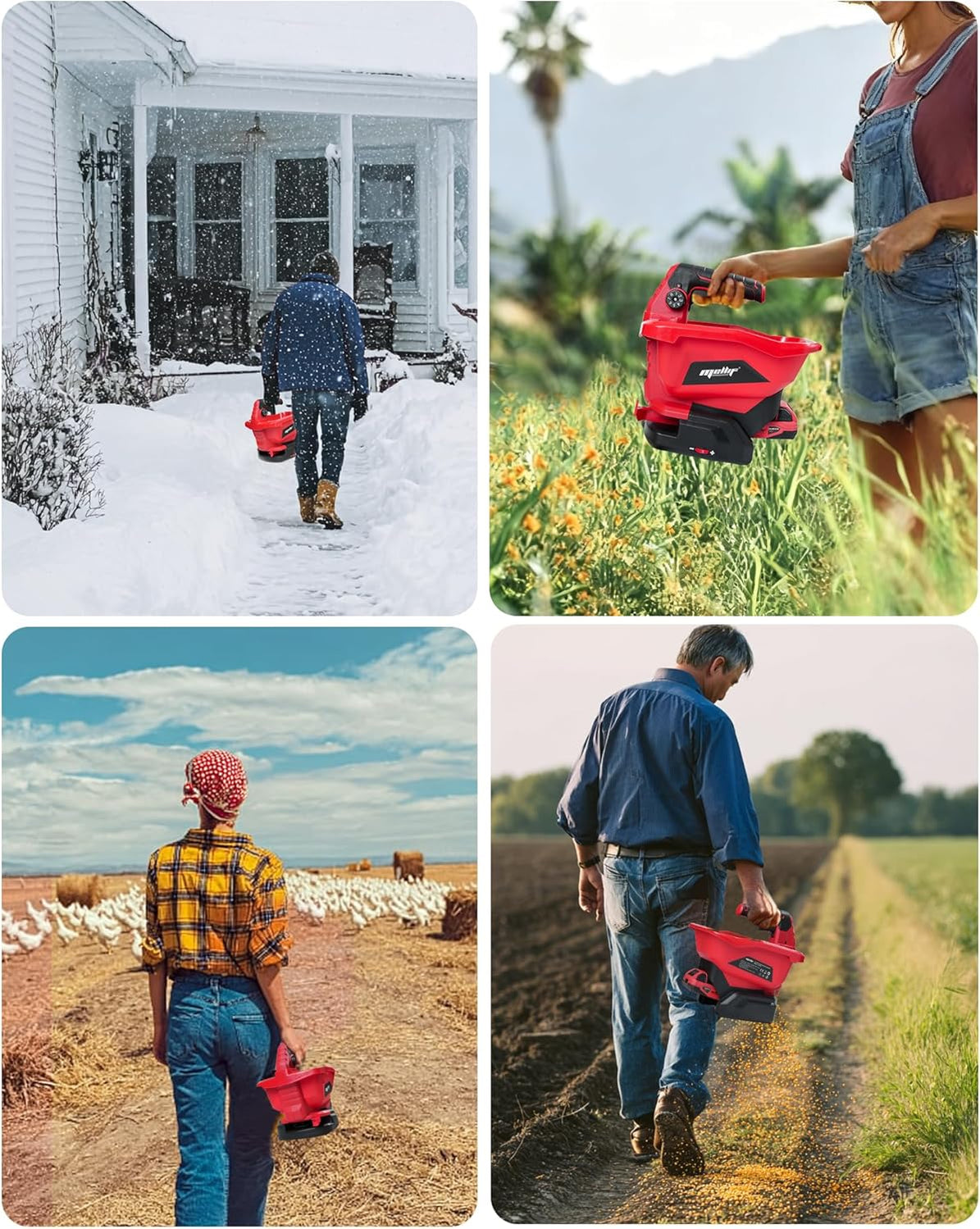 Mellif 18V Seed/Salt Spreader,Comaptible With Milwaukee 18V Battery ...