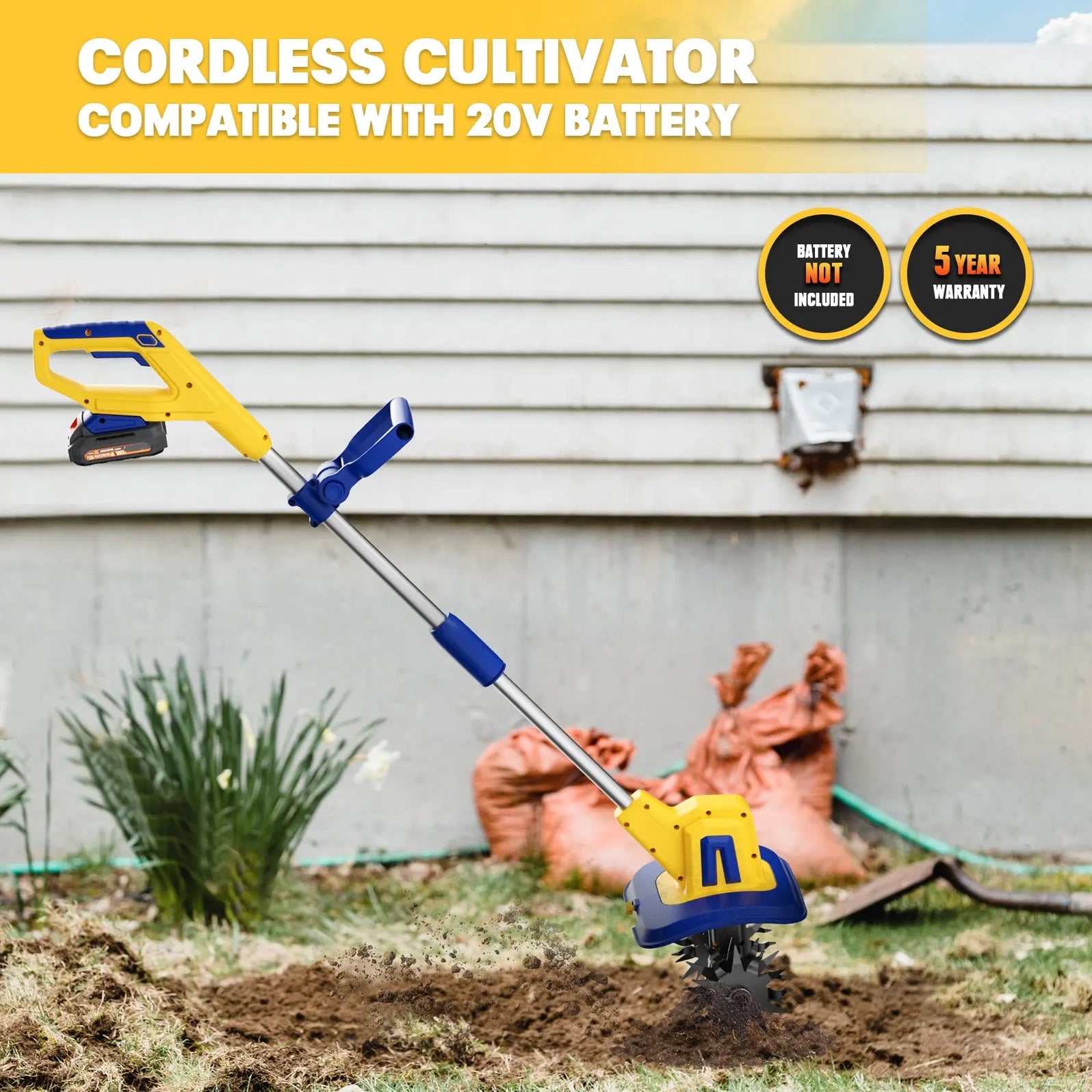 Mellif Cordless Tiller Cultivator Compatible with DeWalt 20V MAX ...